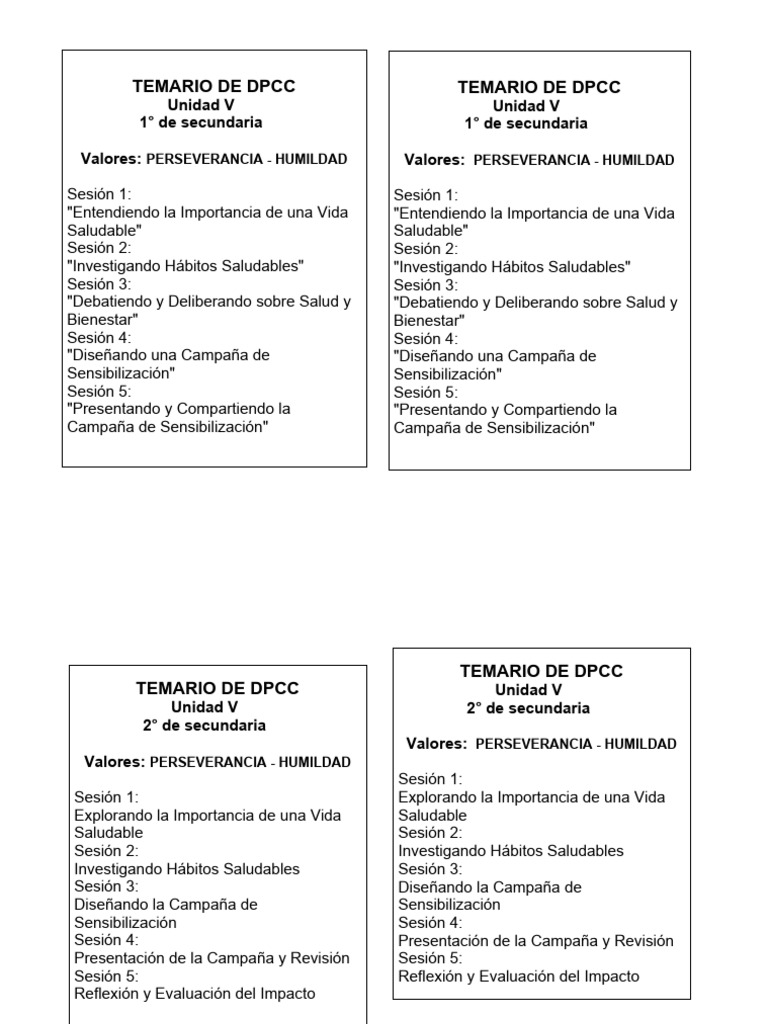 Temario de DPCC Unidad V 2024 | PDF | Relaciones personales, crianza y desarrollo personal