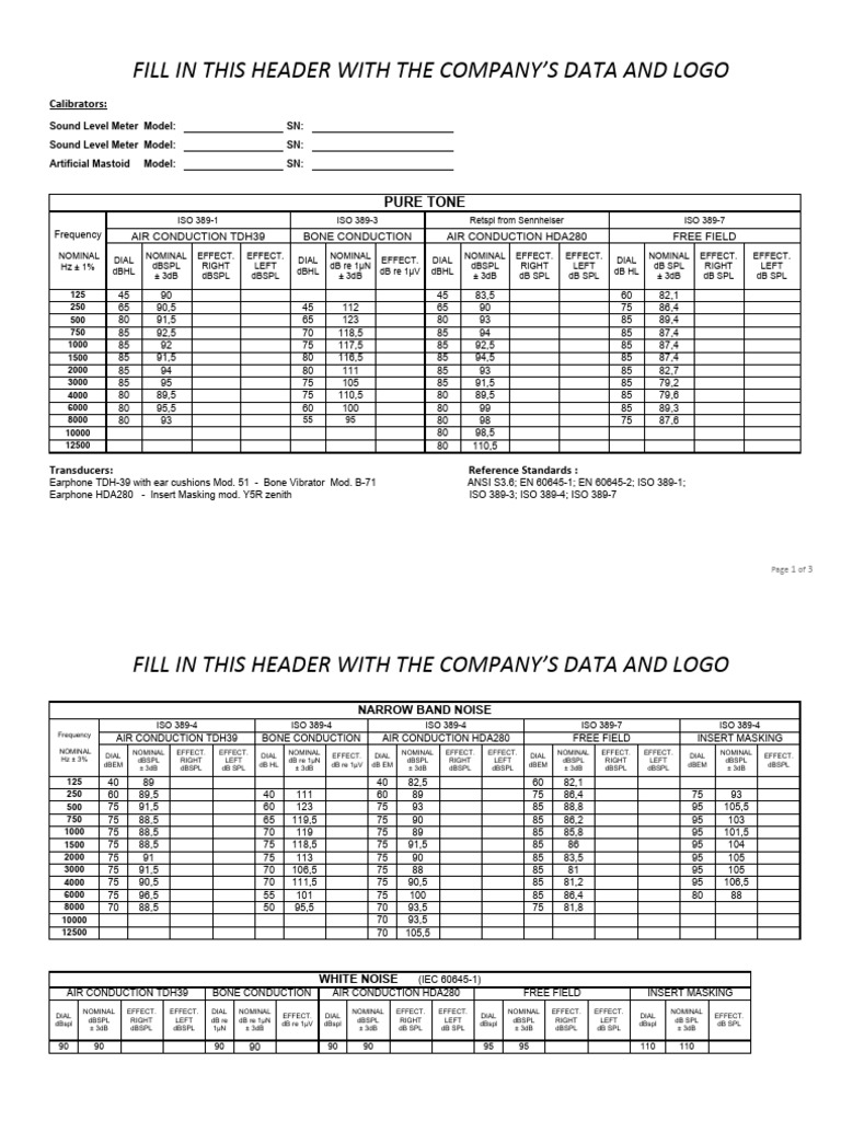Audiometry CALIBRATION-SAMPLE | PDF | Decibel | Headphones