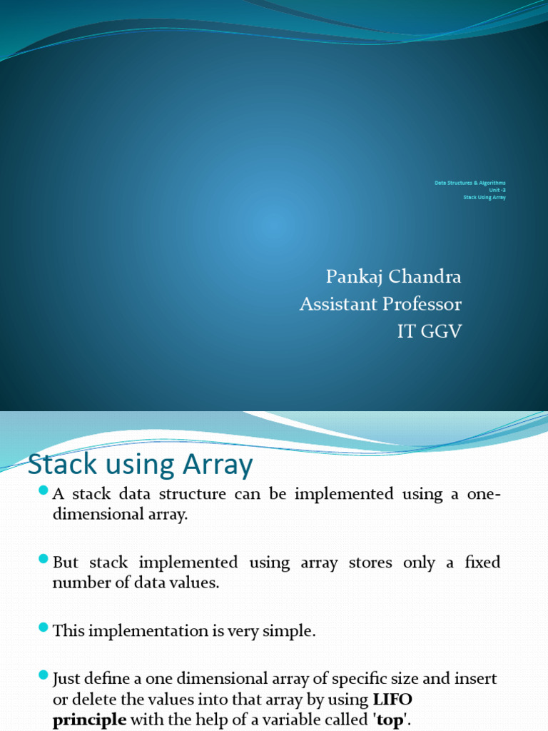 2 - Stack Using Array | PDF | Computer Programming | Algorithms And ... 2 - Stack Using Array | PDF | Computer Programming | Algorithms And ...