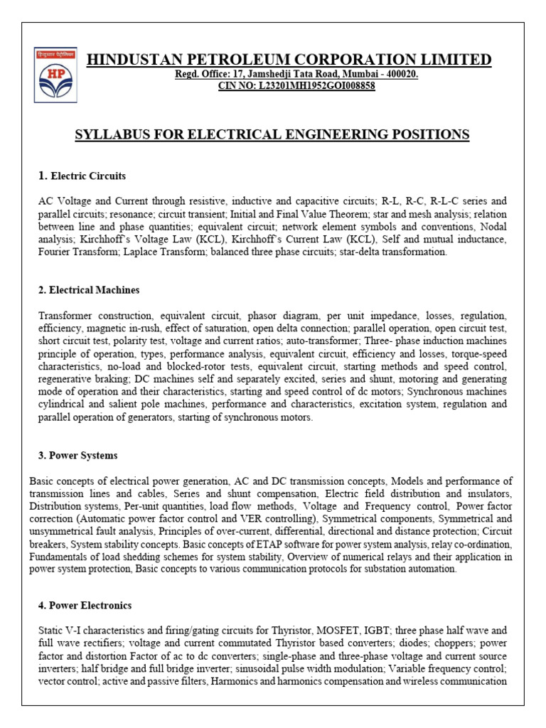 APEPDCL AEE Electrical Syllabus | PDF | Electrical Network | Power Inverter