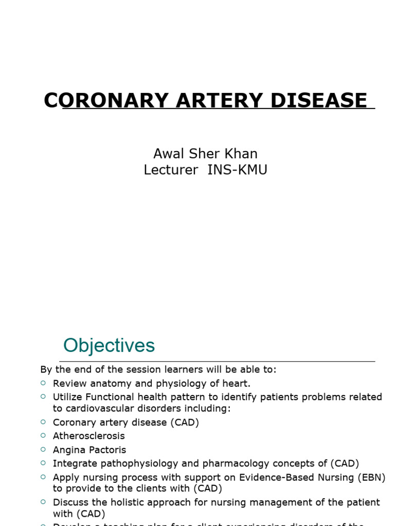 CAD & Angina Pactoris | PDF | Atherosclerosis | Coronary Artery Disease