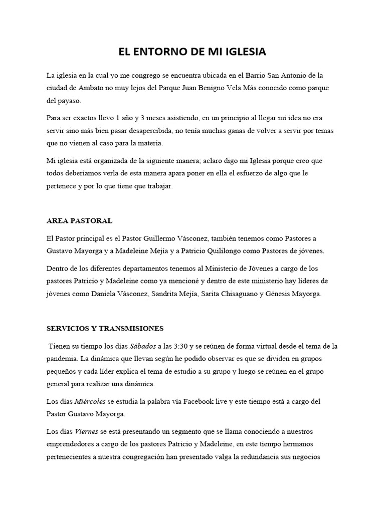 EL ENTORNO DE MI IGLESIA | PDF