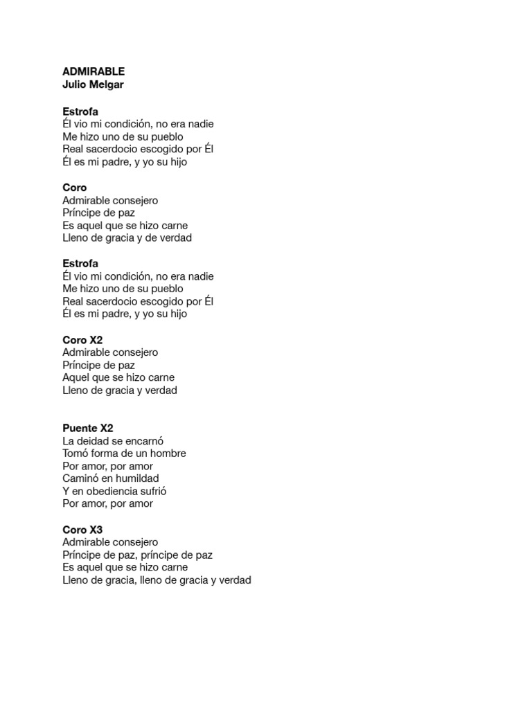Admirable - Letra | PDF