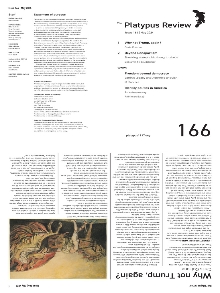 The Platypus Review Issue 166 May 2024 | PDF | Prosecutor | Crimes