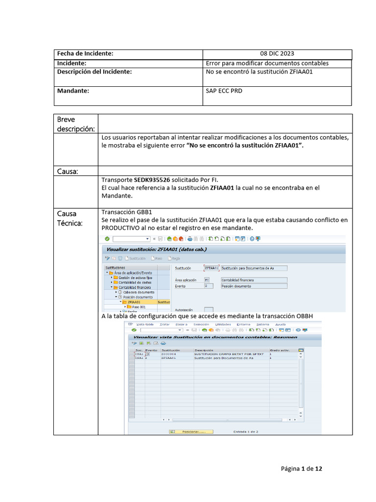 Incidente FI SAP ECC PRD | PDF | Informática | Ciencias de la Computación