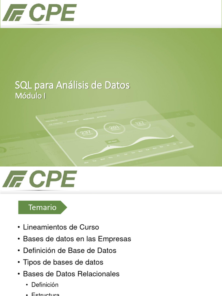 SQL para Análisis de Datos Módulo I | PDF | Gestión de datos | Modelo de datos