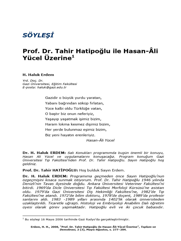 Prof DR Tahir Hatipo - Lu Ile Hasan-Ali Y - Cel - Zerine (#242635) - 211041 | PDF
