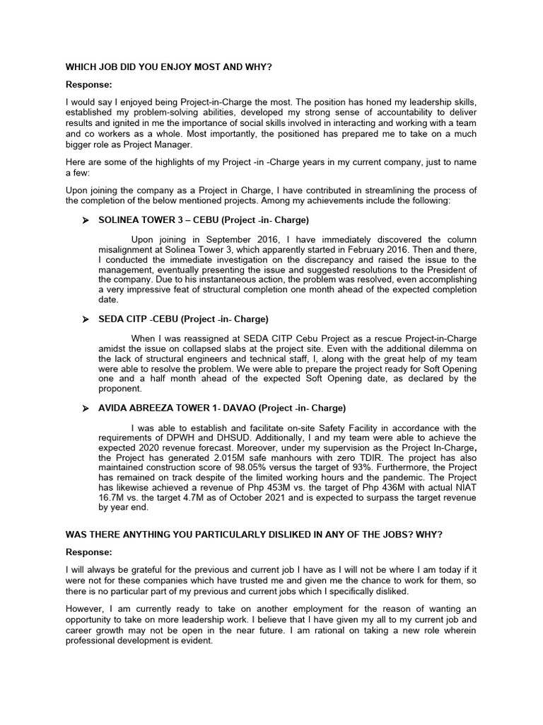 Which Job Did You Enjoy Most and Why | PDF | Social Psychology