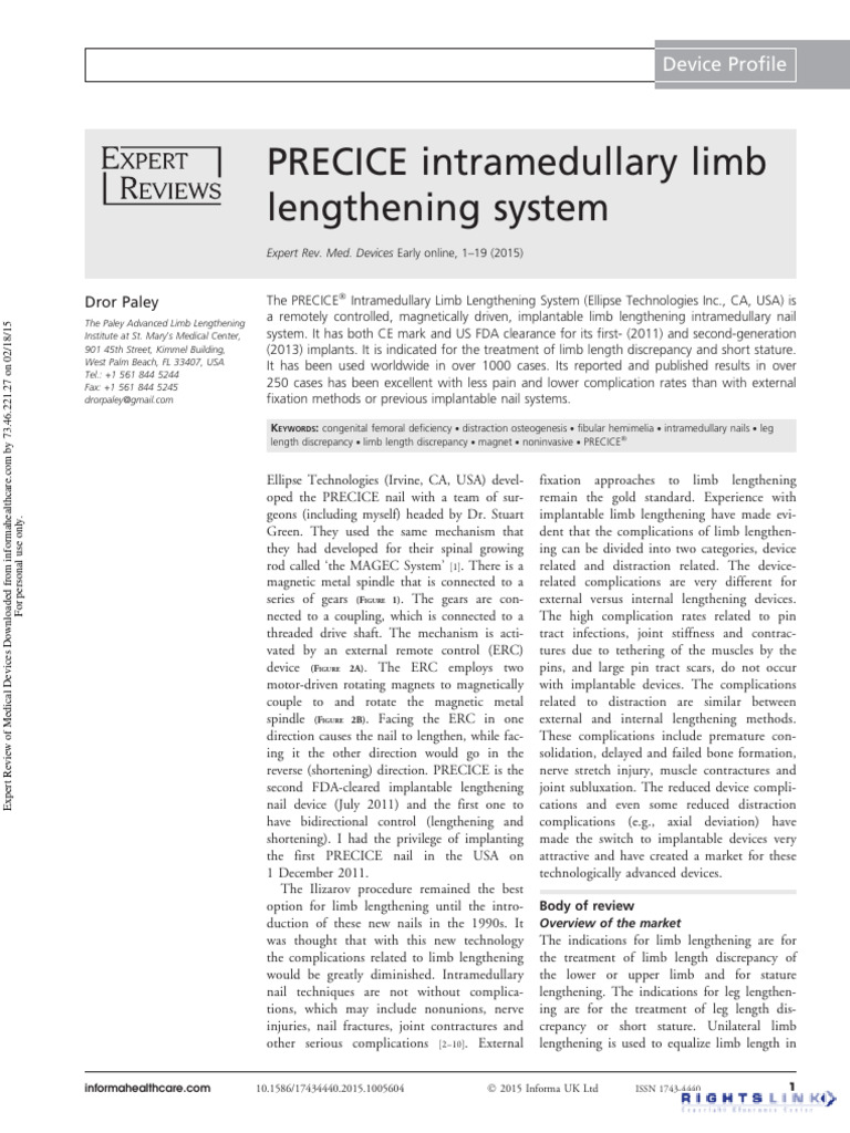 2015 Paley PRECICE Expert Reviews | PDF | Surgery | Orthopedic Surgery