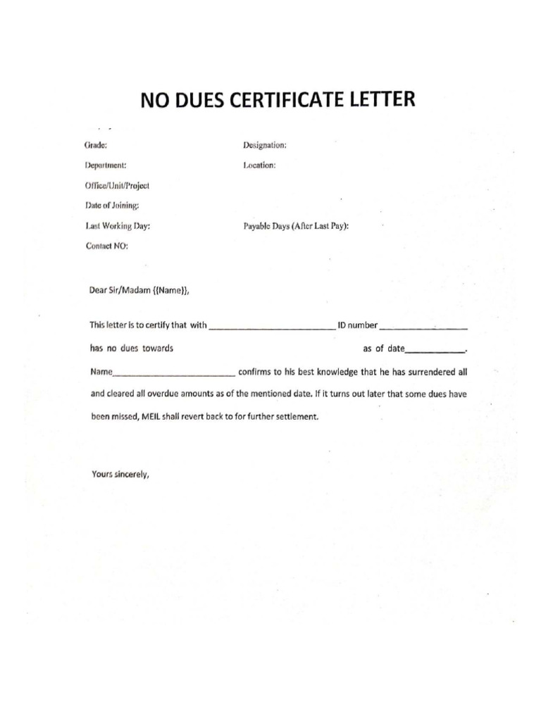 No Dues Certificate | PDF