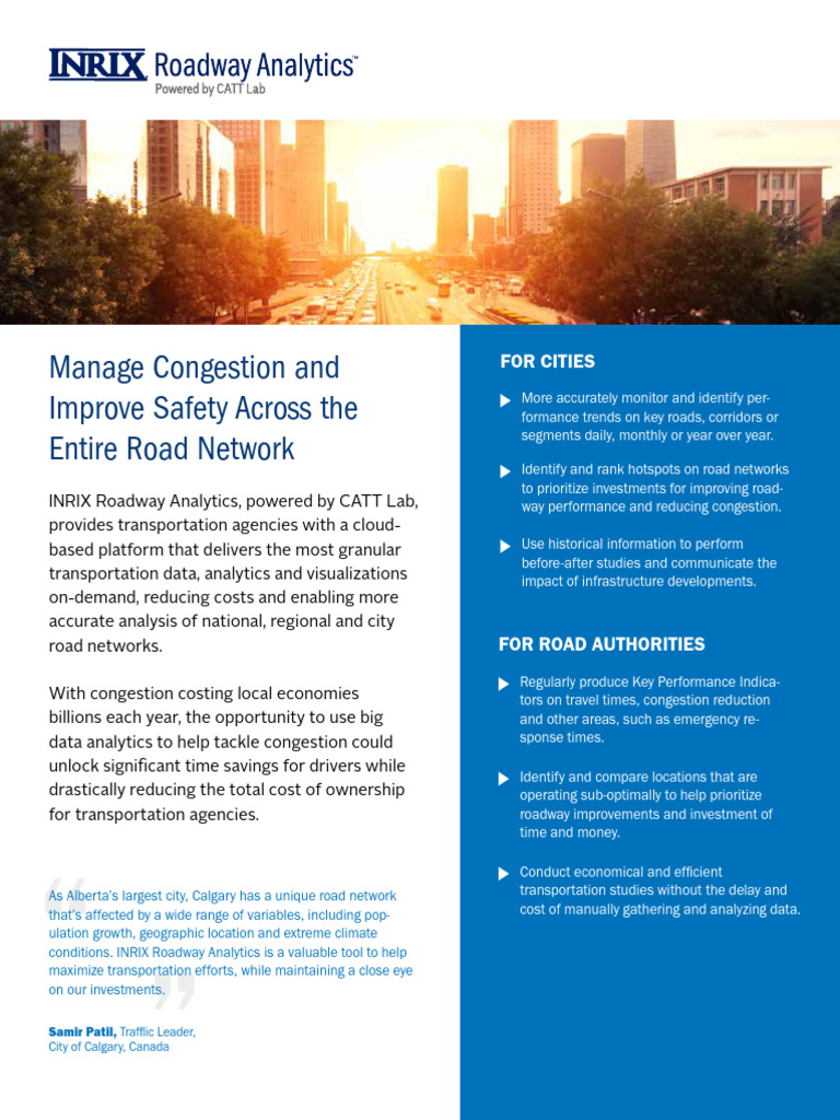 Inrix Roadway Analytics Brochure | PDF | Traffic Congestion | Analytics