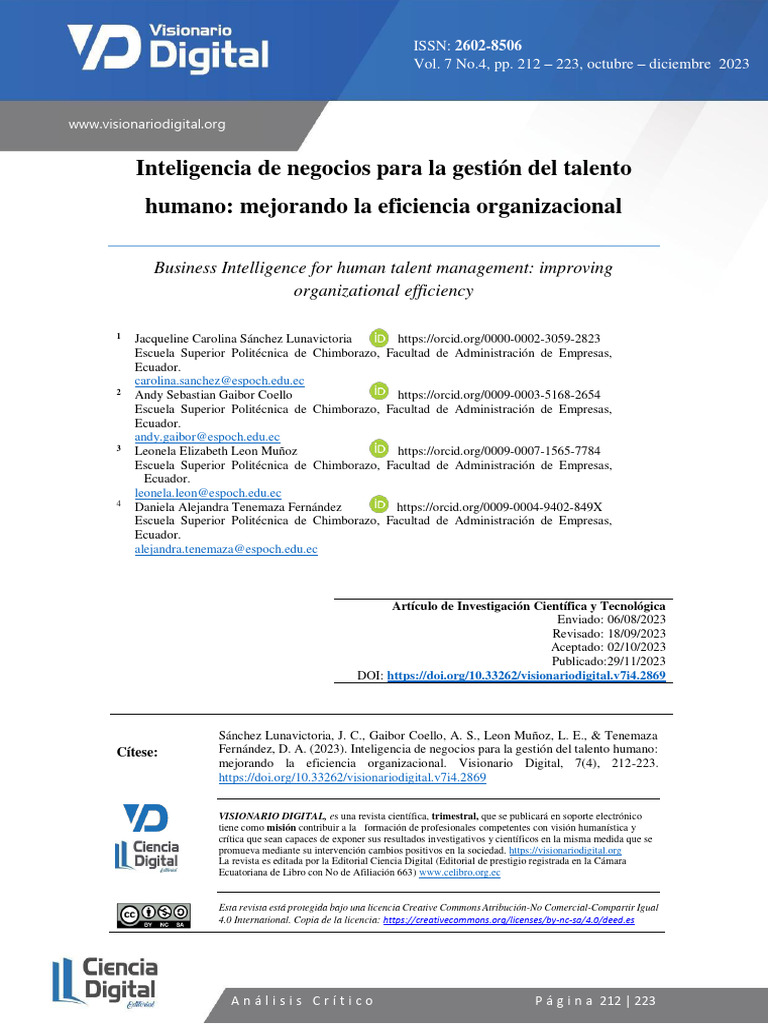 2869-Texto Del Artículo-12249-1-10-20240208 | PDF | Inteligencia de negocios | Gestión de ...