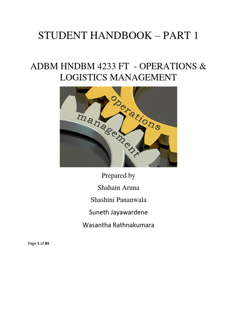 Operations & Logistics Management Handbook | PDF | Business Process ...