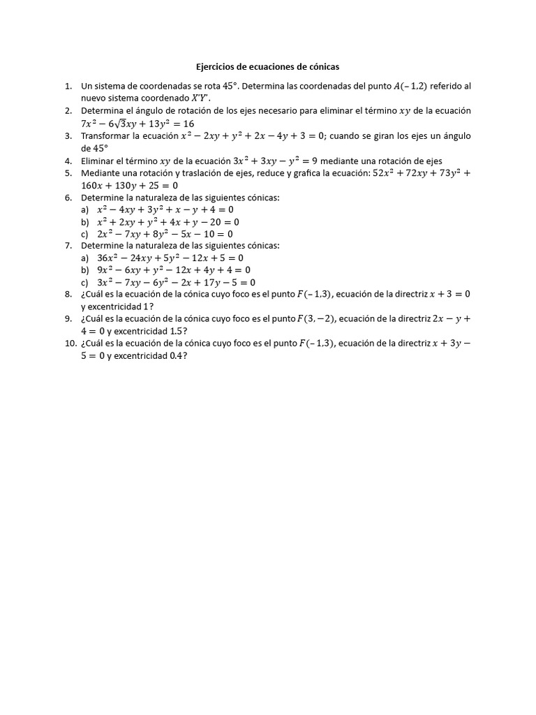 Ejercicios de Ecuaciones de C-Nicas | PDF