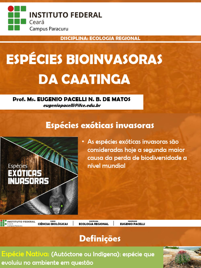 Aula 10 - Plantas Bioinvasoras Da Caatinga | PDF | Espécies invasoras | Espécies introduzidas
