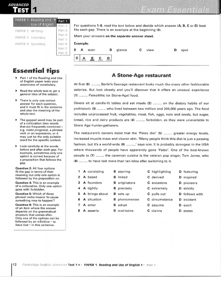 CAE Practice Test - Paper 1 - Reading Use of English | PDF