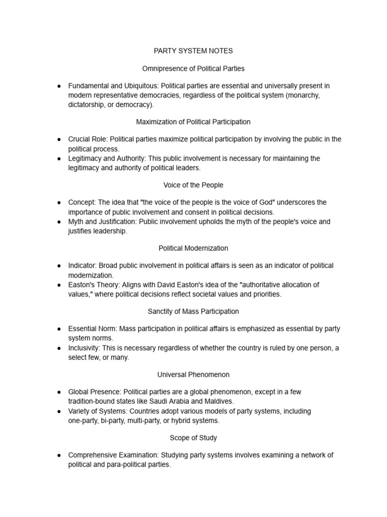 Party System Notes | PDF | Nationalism | Ideologies