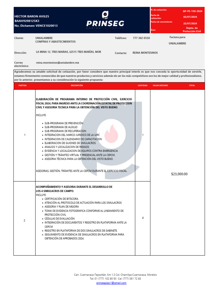 Cot. Gp-pc-150-2024 Pipc 2024 Unialambre | PDF | Defensa Civil | Gobierno