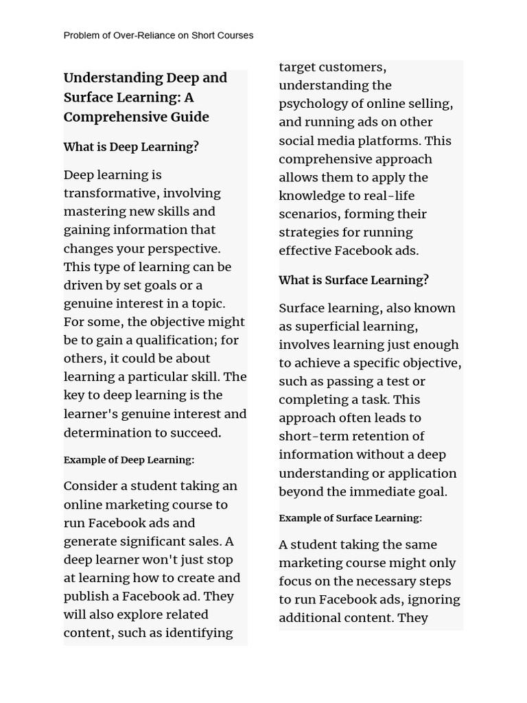 Problem of Over-Reliance On Short Courses | PDF | Learning ...