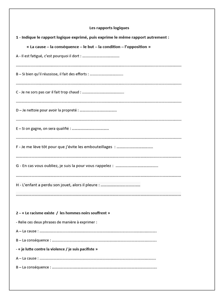 Exercices sur les rapports logiques 4AM | PDF | Clause | Mécanique du ...