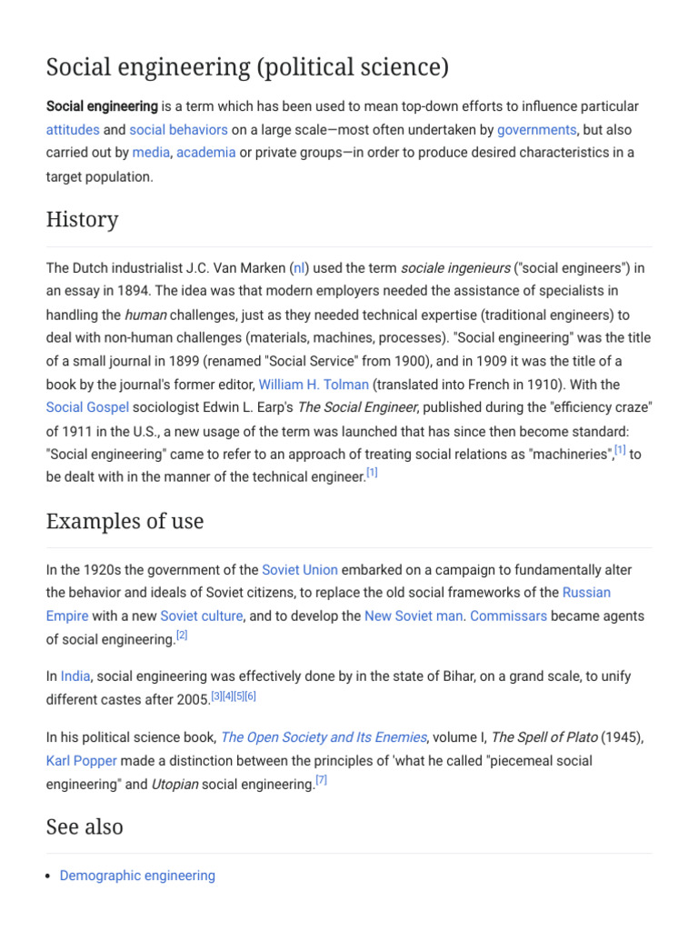 Social Engineering (Political Science) - Wikipedia | PDF | Liberal Arts ...