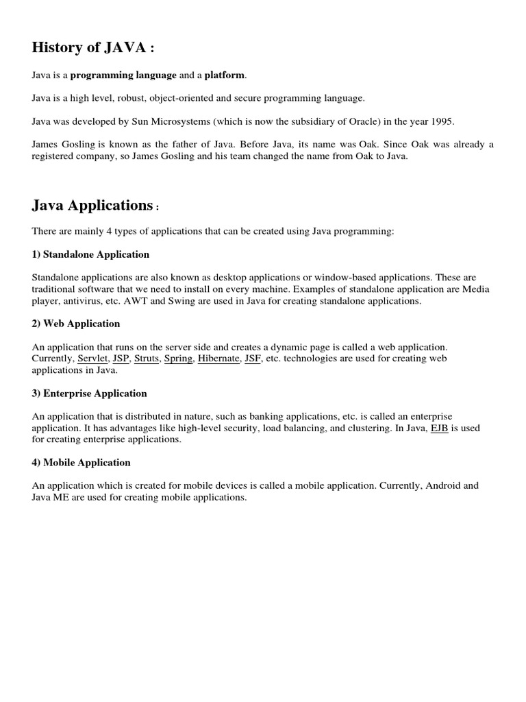 Introduction To Java | PDF | Java (Programming Language) | Java Virtual ... Introduction To Java | PDF | Java (Programming Language) | Java Virtual ...