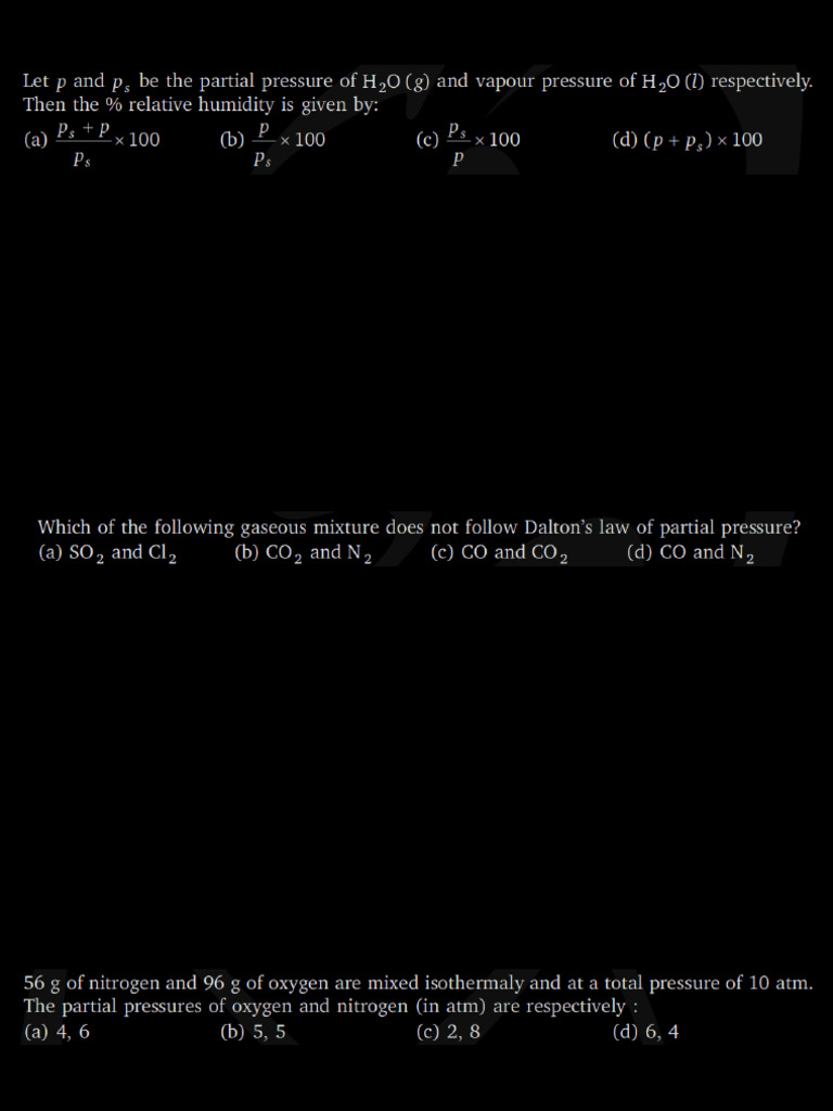 Daltons Law of Partial Pressure | PDF