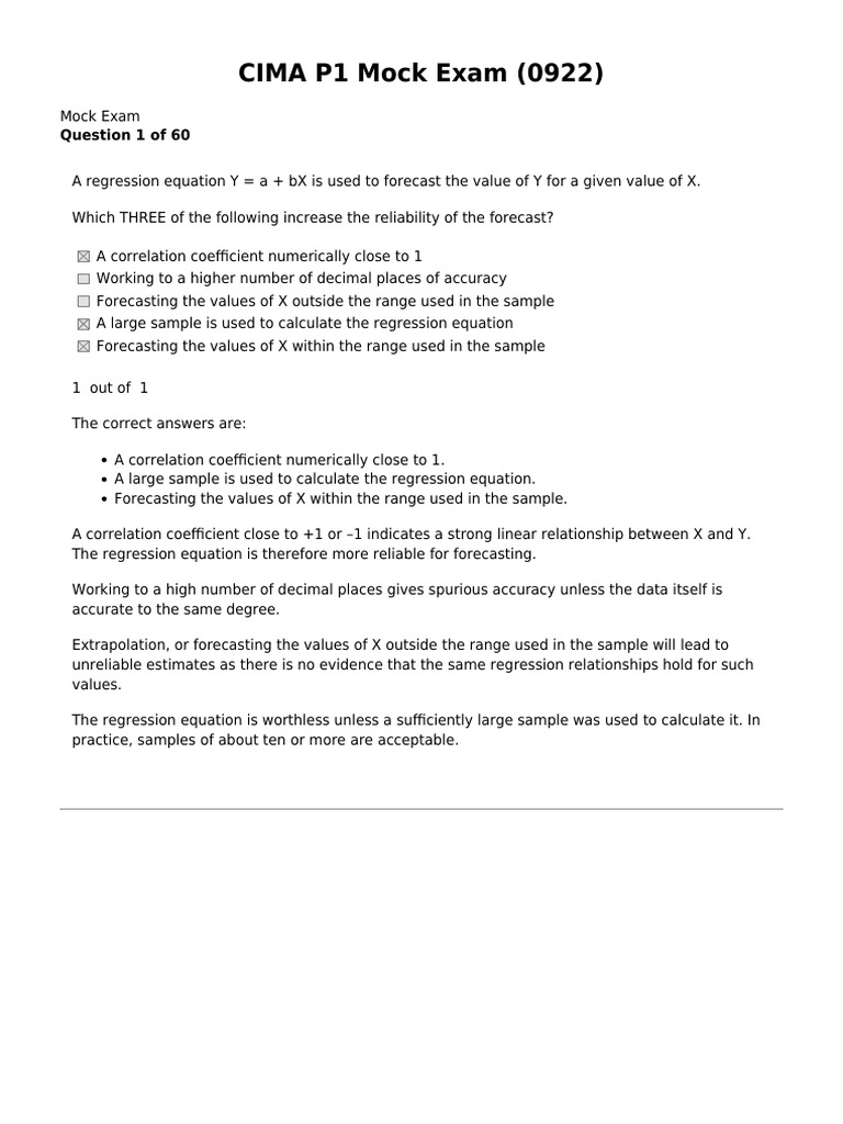 Mock 1 | PDF | Regression Analysis | Forecasting