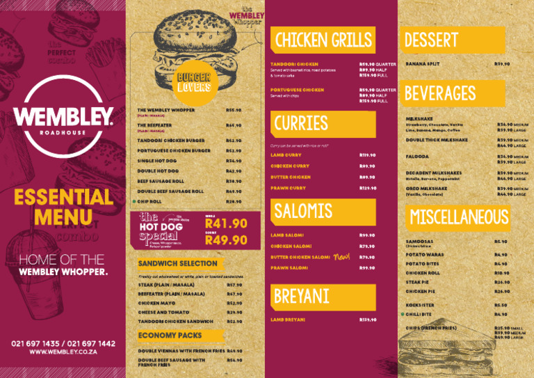 WembleyRoadhouse Menu | PDF