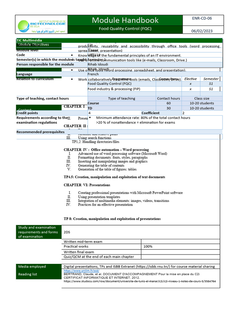 Module Handbook - LSTA - C2I (ENG) | PDF | Word Processor | Internet