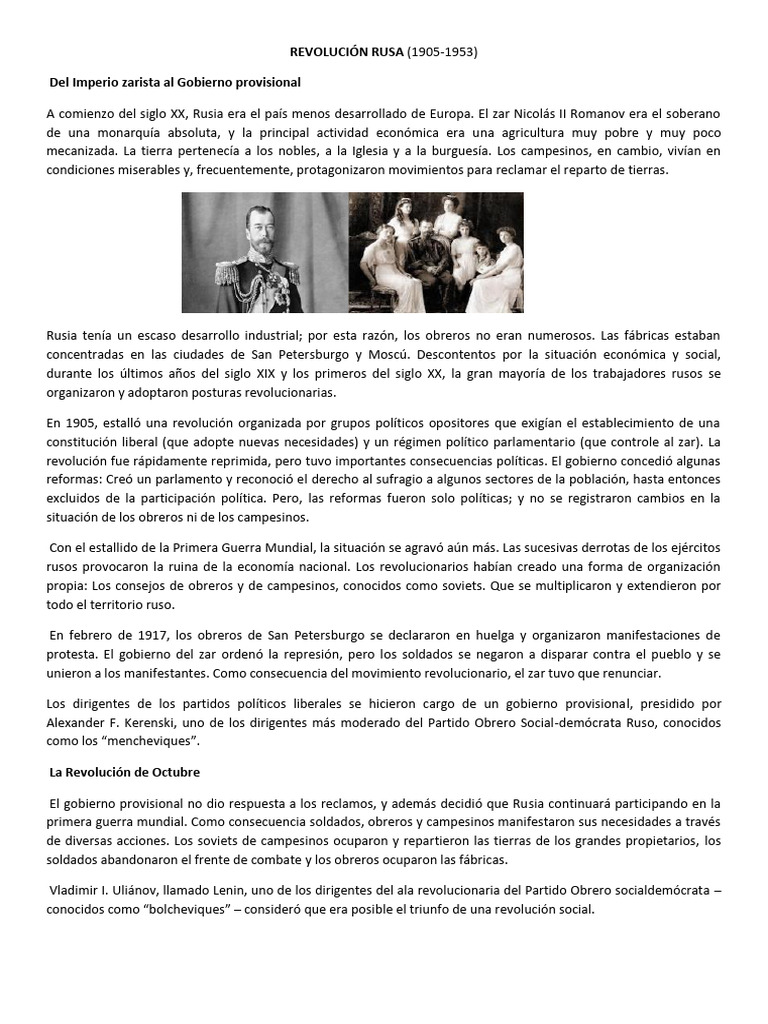 Revoluci N Rusa | PDF | Vladimir Lenin | Bolcheviques