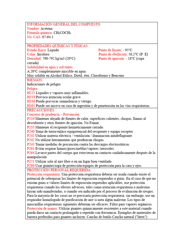 FICHA DE SEGURIDAD | PDF | Agua | Solubilidad