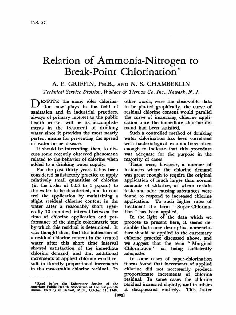 BreakPoint Chlorination | PDF | Ammonia | Ph