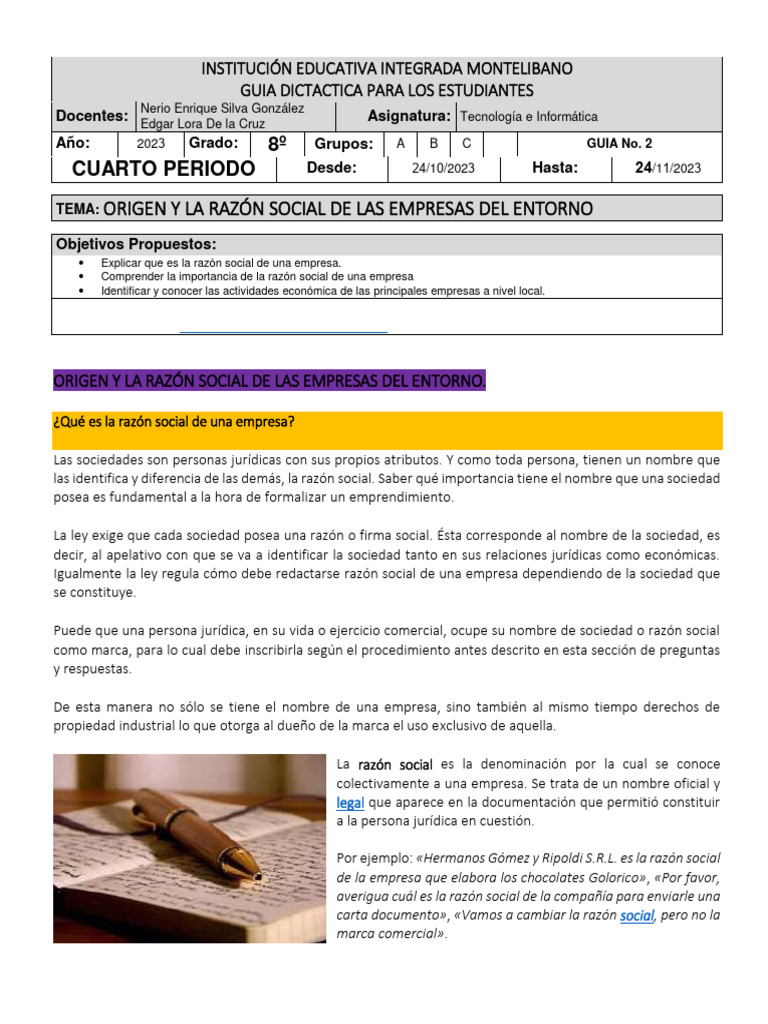 Guía 2 Cuarto Periodo - Grado 8 | PDF | Sociedad | Marca