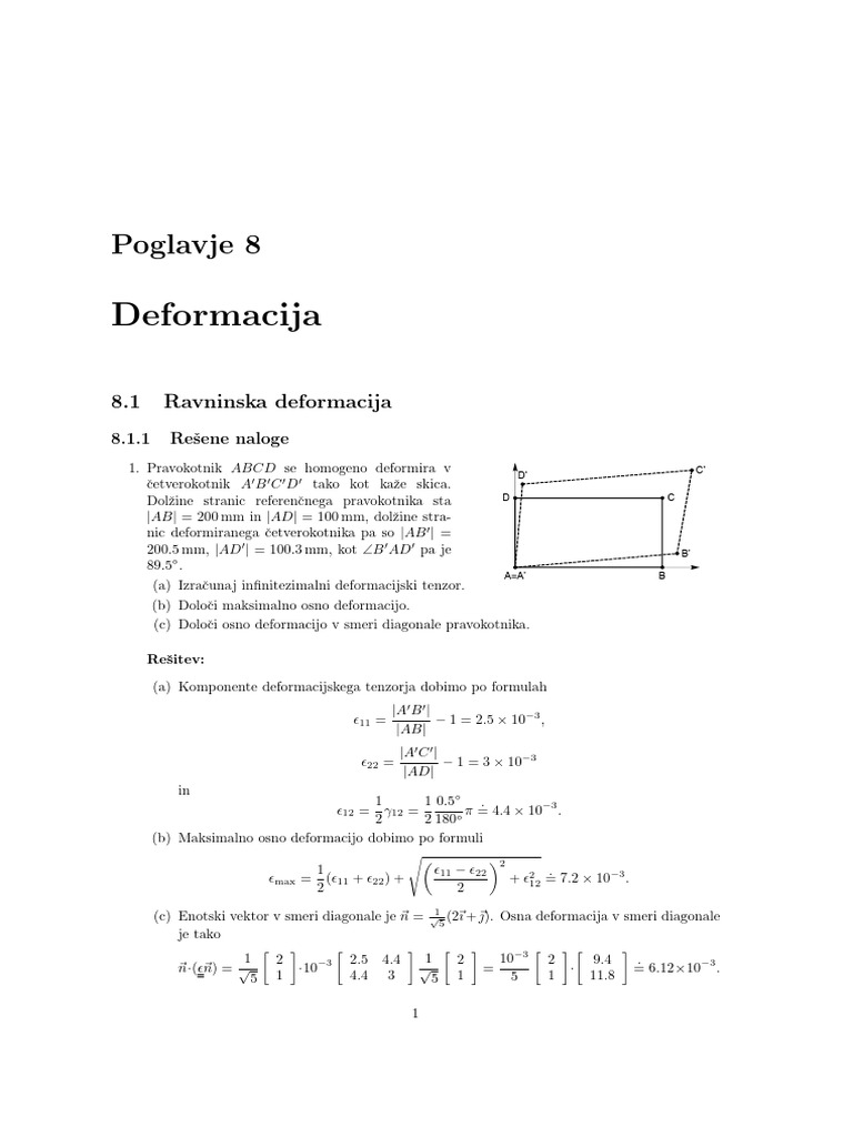 Naloge Deformacija | PDF