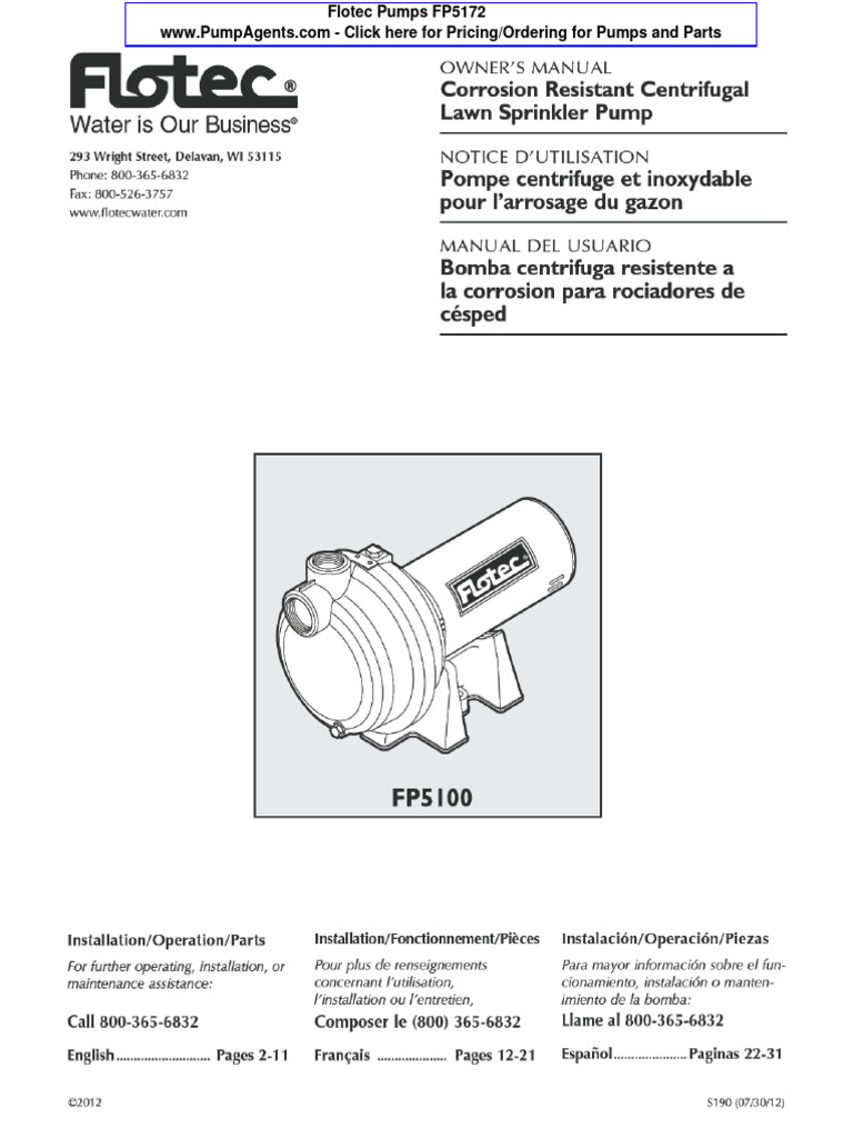 Flotec-FP5172 | PDF | Mains Electricity | Fuse (Electrical)