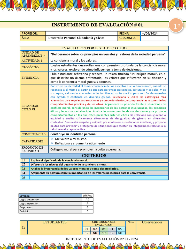 1º DPCC - LC Act.1 Uni 4 Sem 01 - 2024 | PDF | Moralidad | Evaluación
