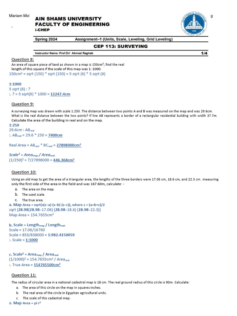 Assignment 1 - Week 2 | PDF | Area | Metrology