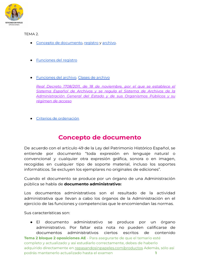 Tema 2 Bloque 2 2023 2 Oposiciones Ae De Repasando Sin Papeles Youtube Pdf Archivo