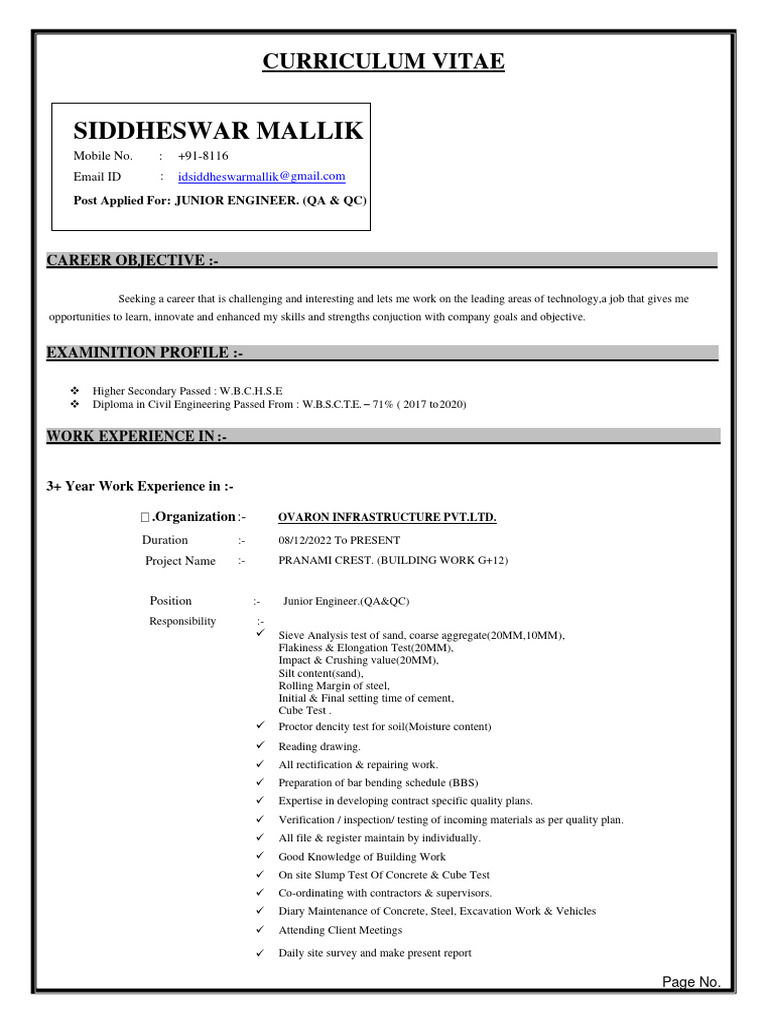 RESUME OF SIDHU (1)_compressed (1) | PDF | Concrete