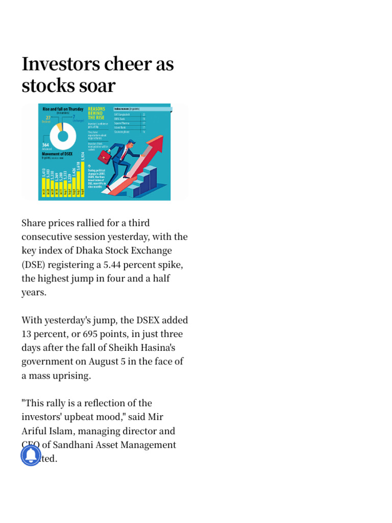 Investors Cheer As Stocks Soar - The Daily Star | PDF | Stock Exchange ...