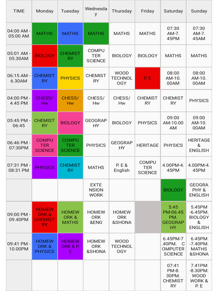 Adriaan Timetable 17apr24 170221 | PDF | Science & Mathematics