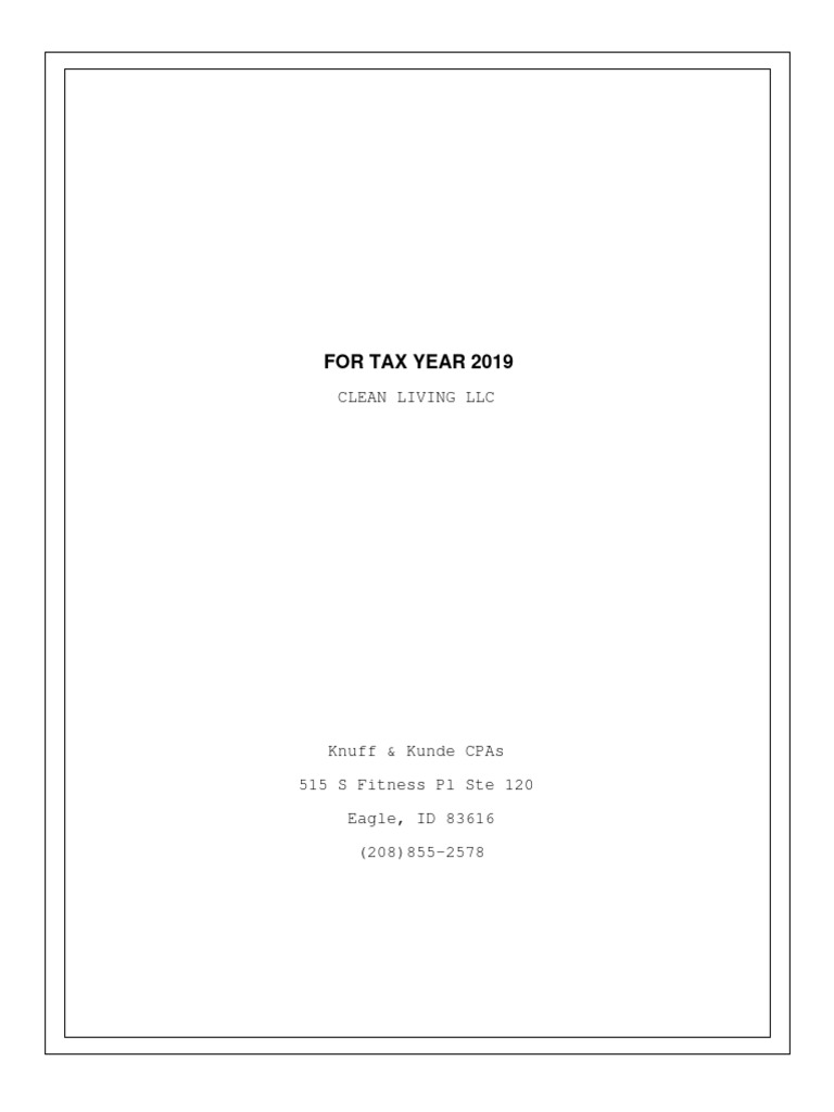 2019 Tax Return Documents (CLEAN LIVING LLC) | PDF | S Corporation ...