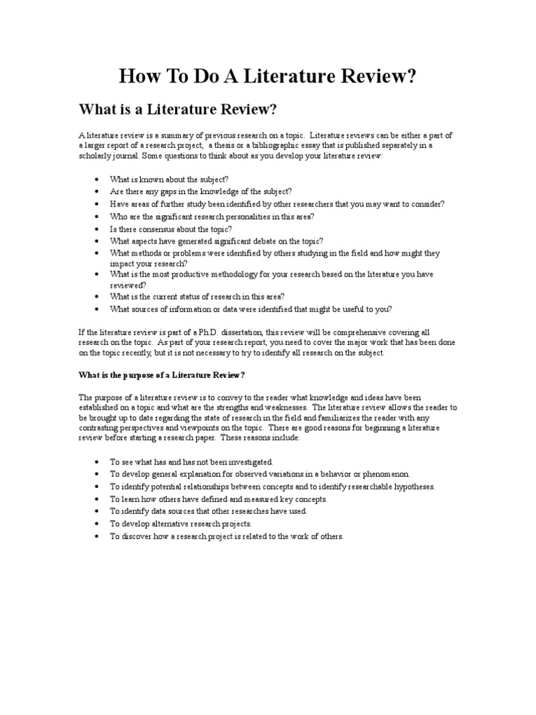 How To Do A Literature Review | PDF | Literature Review | Reserved Word