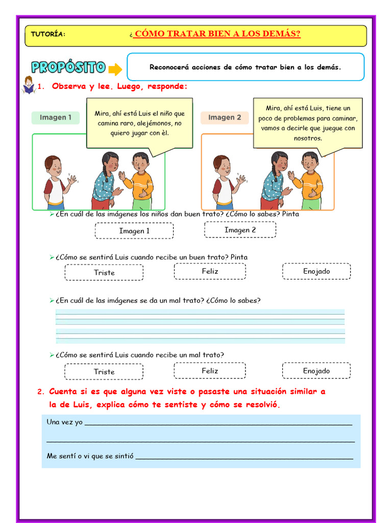 Viernes 15 Ficha de Tutoría Como Tratar Bien A Los Demás | PDF