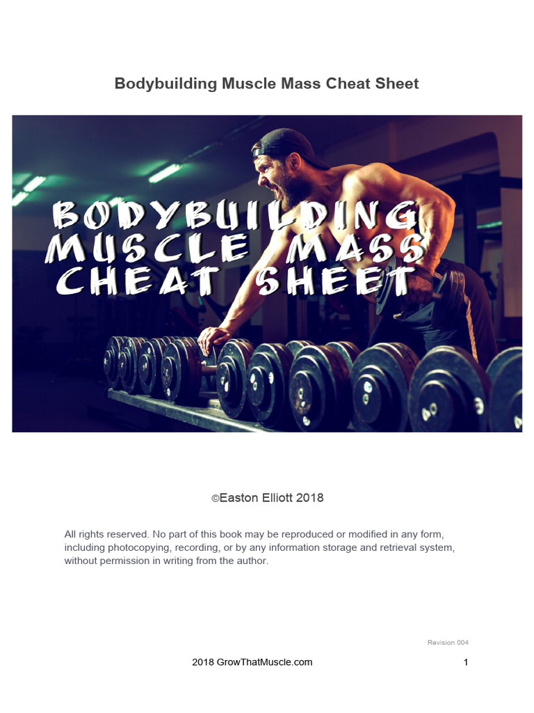 Bodybuilding Muscle Mass Cheat Sheet - Free Workout Ebook 1 | PDF ...