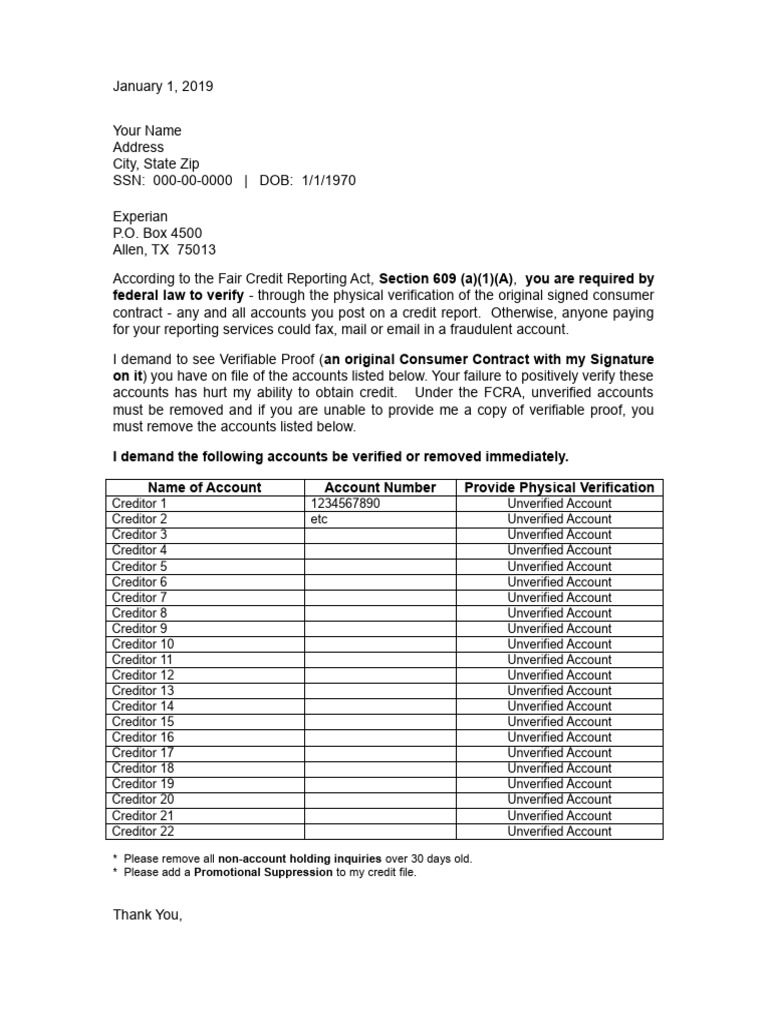 02-1 A Letter1 Experian v2 | PDF | Identity Document | Authentication