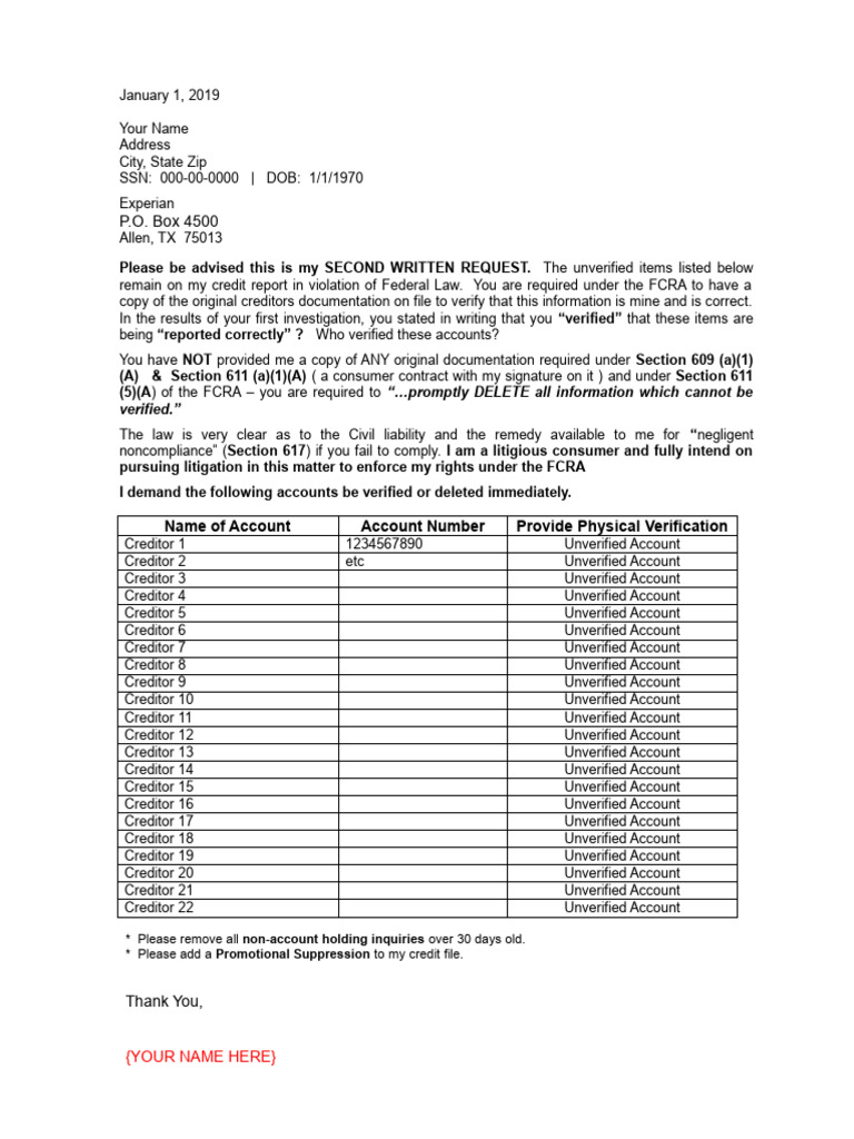 02-2 A Letter2 Experian v2 | PDF | Identity Document | Justice