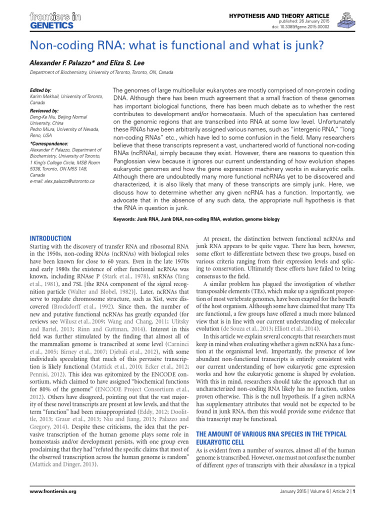 Fgene 06 00002 | PDF | Rna | Rna Splicing