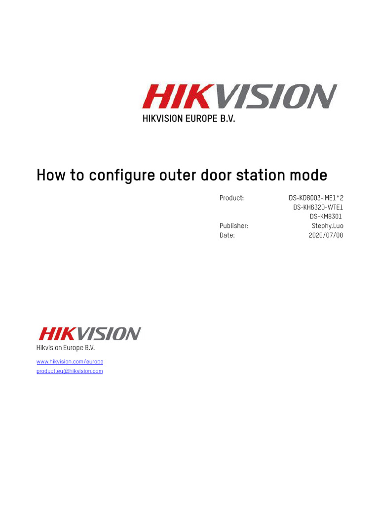 How To Configure Outer Door Station Mode (With FW Build0528) | PDF